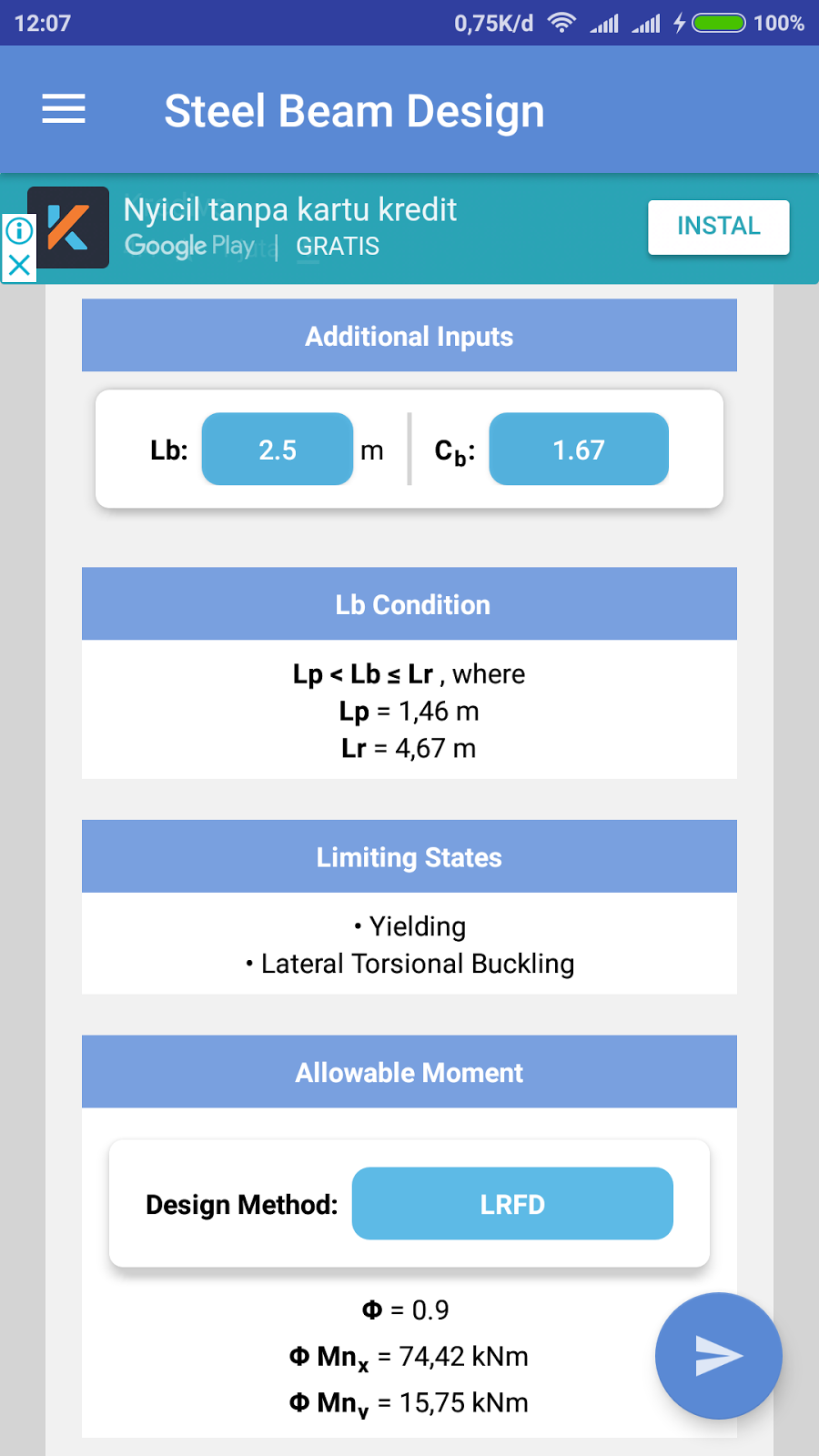Made Pande's Blog: Aplikasi Android "Steel Beam Design"