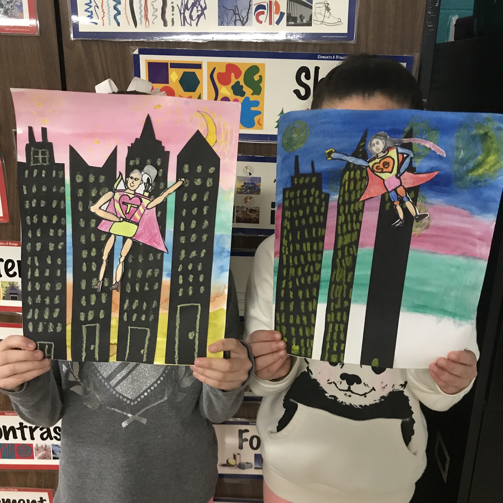 Elements of the Art Room: 2nd grade Superhero self portraits