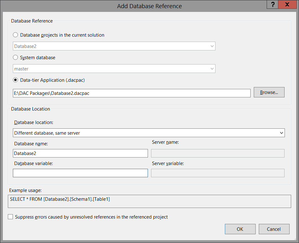 Sylvester's Knowledge Base: SSDT : External Database Reference Error