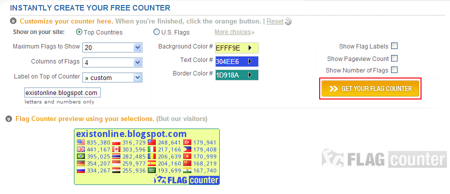 Cara Memasang Flag Counter pada Blog | Exist Online