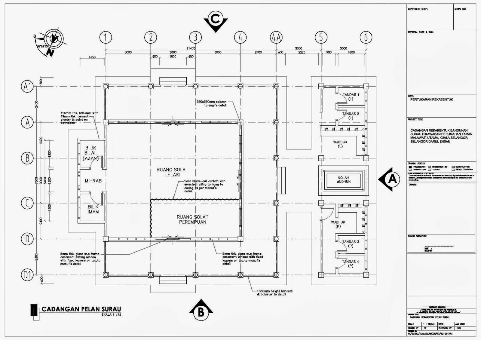 SURAU TAMAN MALAWATI UTAMA: Pelan tapak surau