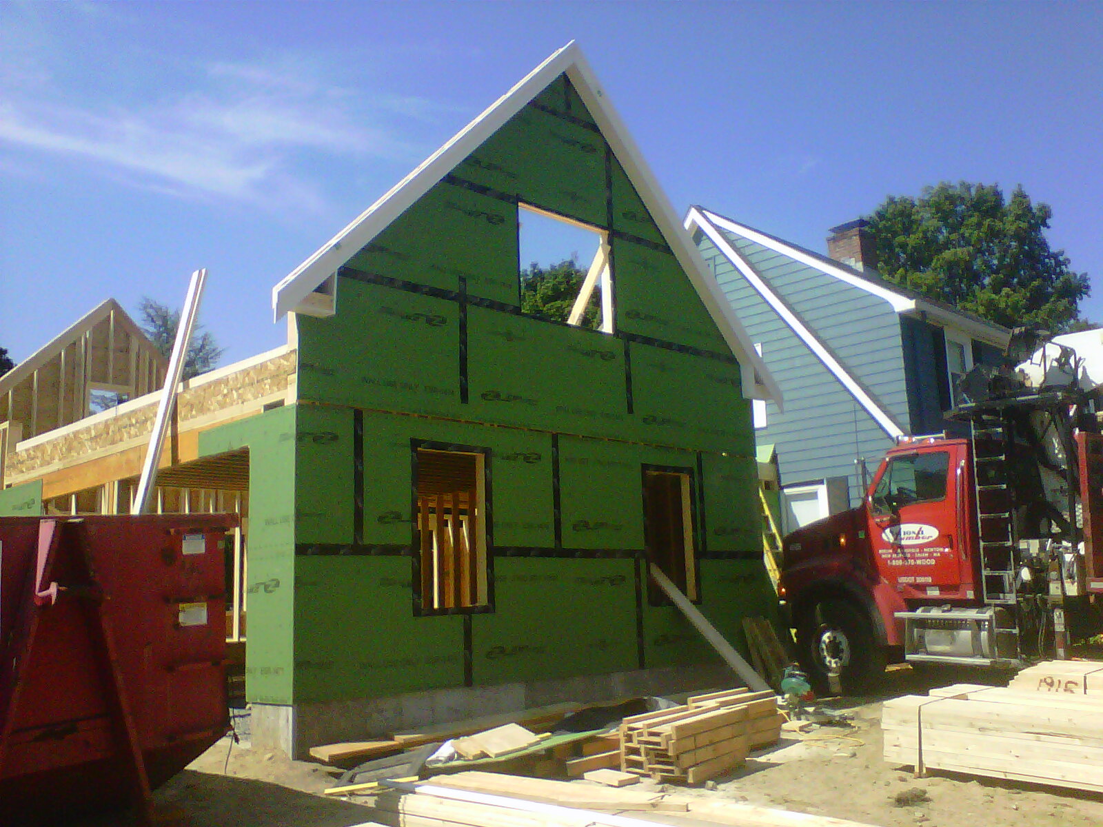 Fairway Drive Addition: Monday -- Front/Garage Side Gable is Up