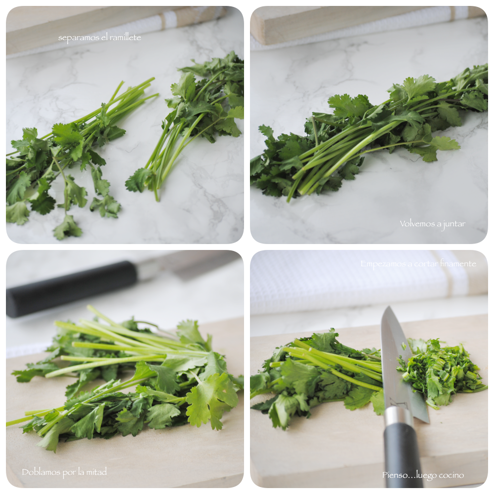 Pienso...luego cocino: Picar cilantro fresco