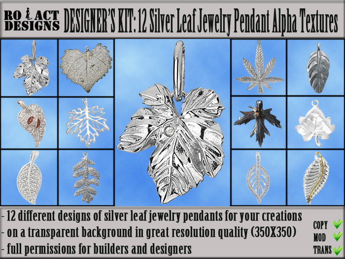 Ro!Act Designs: ..::RO!ACT::..DESIGNS 12 Silver Leaf Jewelry Pendant ...