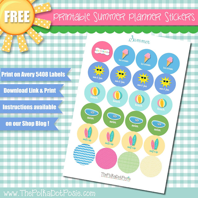 The Polka Dot Posie: FREE Printable Summer Planner Stickers