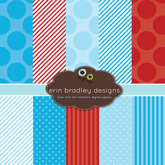Erin Bradley Designs: New! Party Monsters and Matching Digital Papers!