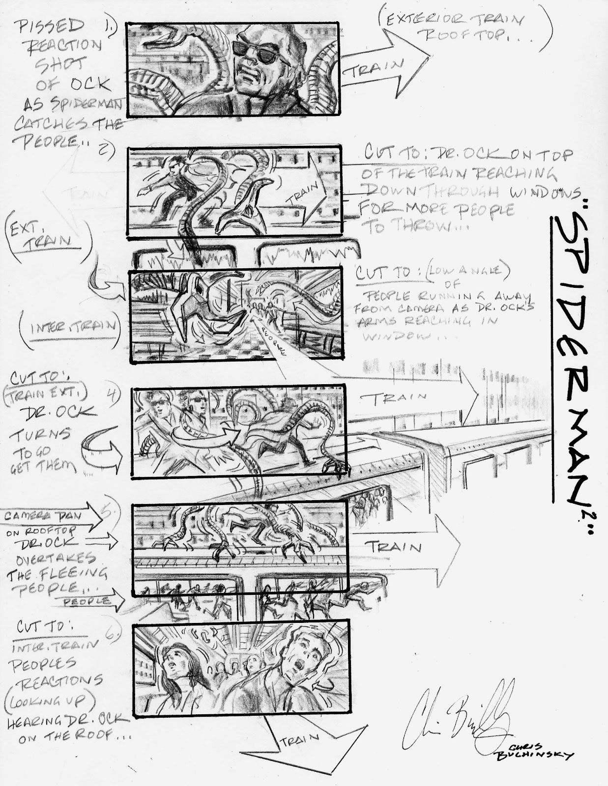 SPIDER-MAN 2 Subway Train Attack Storyboards by Chris Buchinsky « Film ...