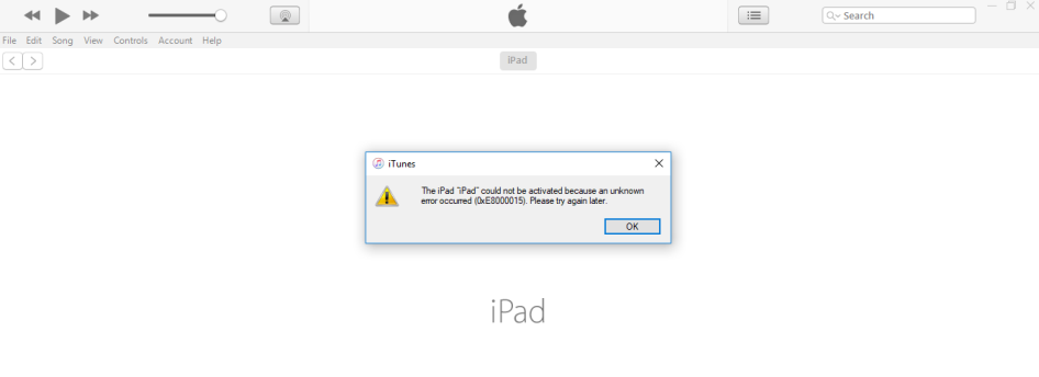 IT diary: Error 0xE8000015 when you try to connect ipad to iTunes.