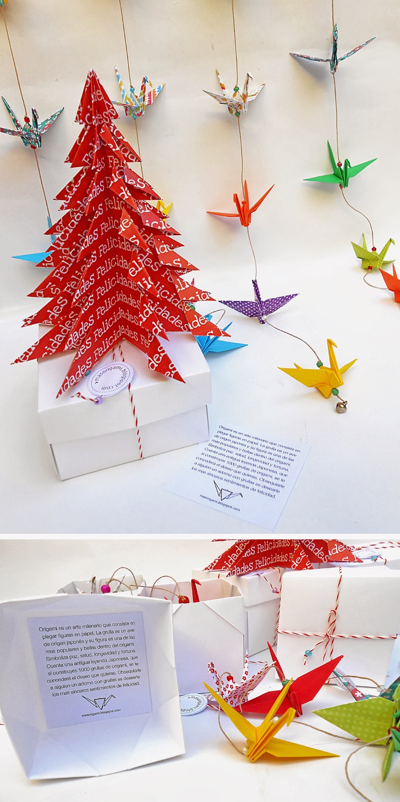 mas origami: Arbolito de Navidad rojo