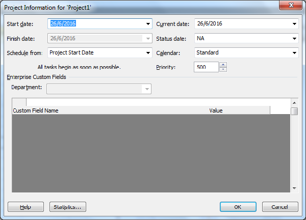 Thiết lập thông tin dự án trong MICROSOFT PROJECT ~ ĐÀM TÀI CAP