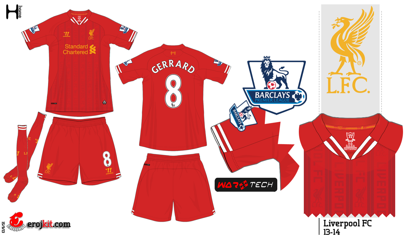 Kit Design, by eroj: 2013-14 Liverpool (Home, Away e Third)