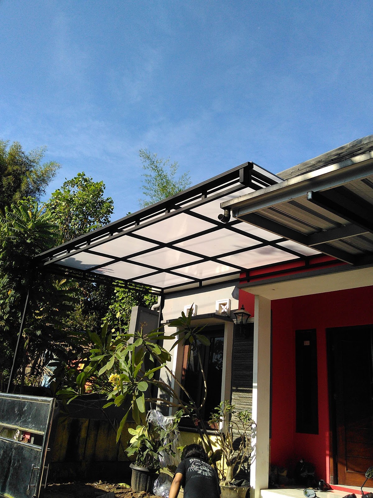 KANOPI MINIMALIS MURAH JOGJA: KANOPY MINIMALIS ATAP POLYCARBONATE PUTIH