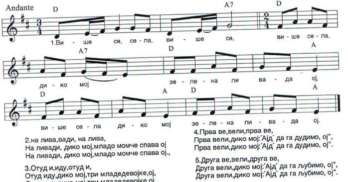 NOTE | DOMACE I STRANE: VIŠE SELA ZELENA LIVADA / OJ LIVADO ROSNA TRAVO ...