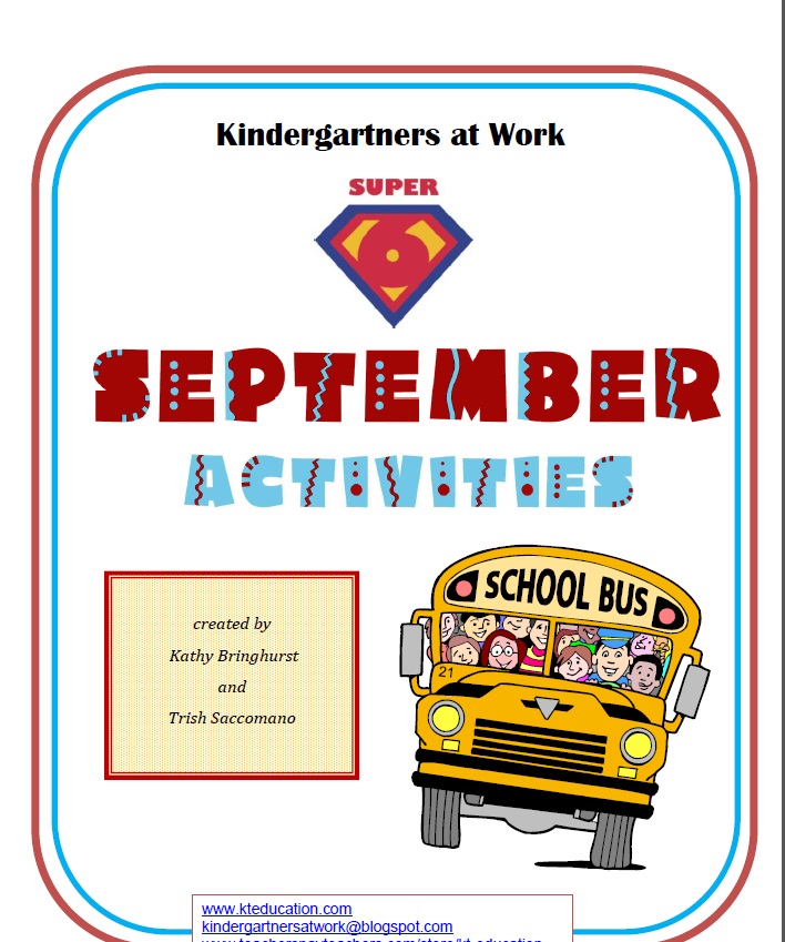 Kindergartners At Work: First Week of School Booklet - September Activities