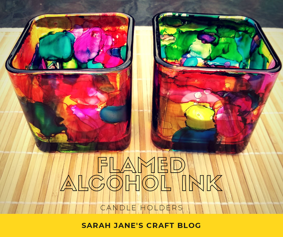 Flamed Alcohol Ink Candle Holders: Bright Colors