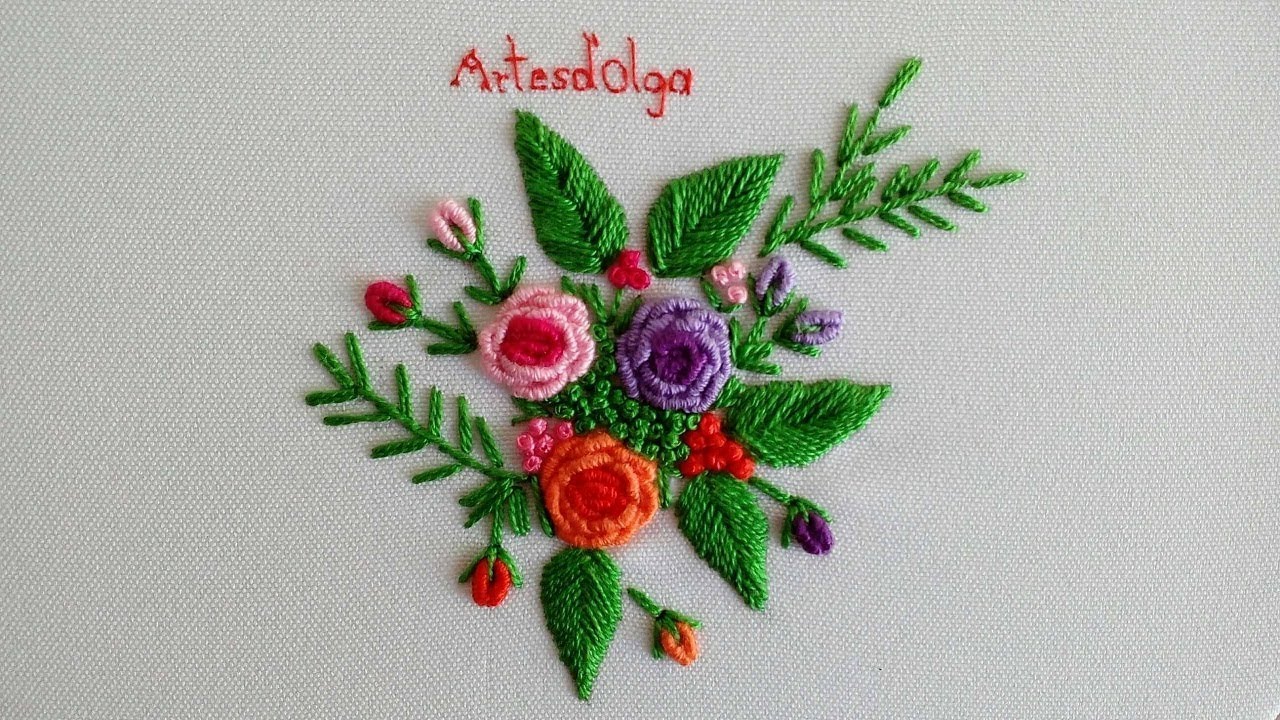 Artesd'Olga: Rosas en Puntada Rococó | Bullion Stitch Roses
