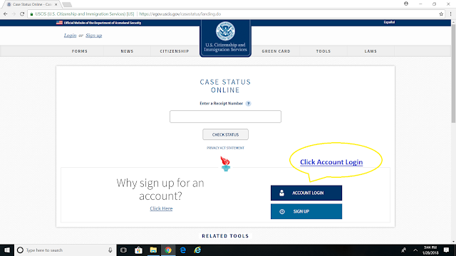 Check service request status on USCIS