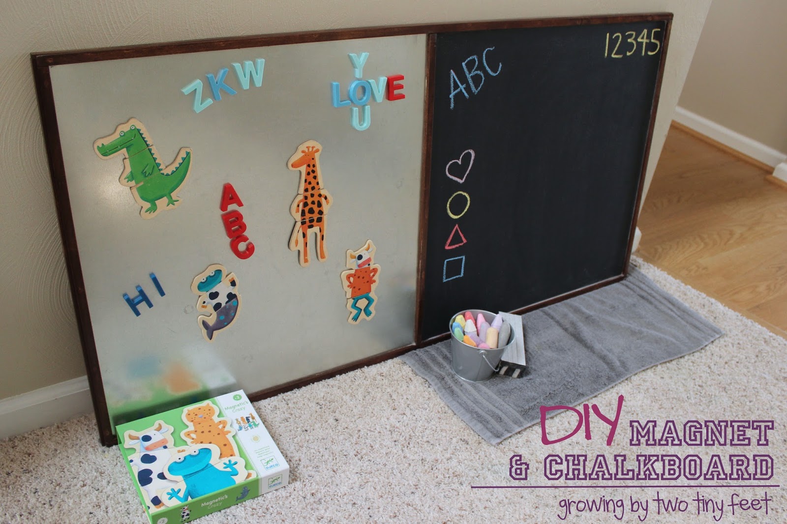 Growing by Two Tiny Feet: DIY Magnet & Chalkboard