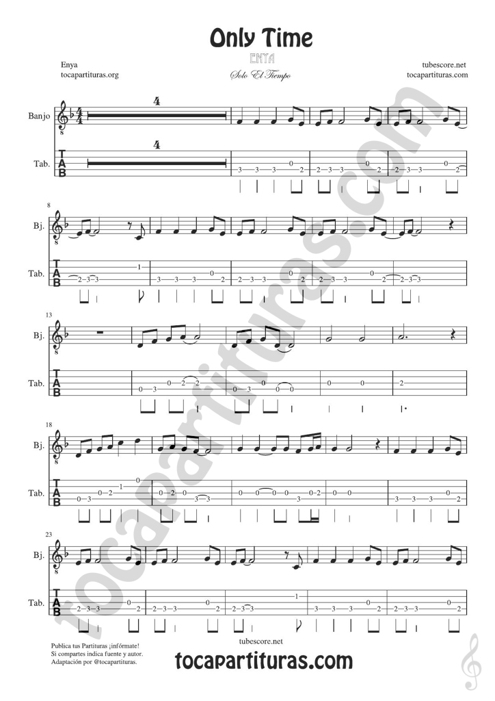 tubescore: Only Time by Enya Sheet Music for Flute, Violin, Alto Sax ...
