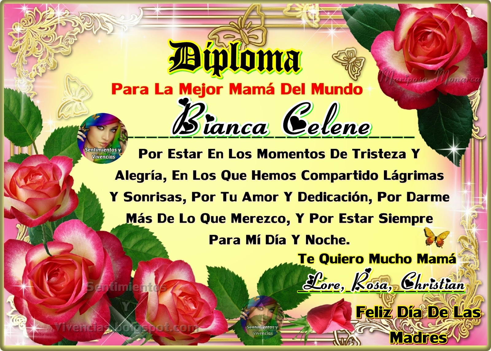 Sentimientos Y Vivencias: Diploma Personalizado Para El Día De Las Madres