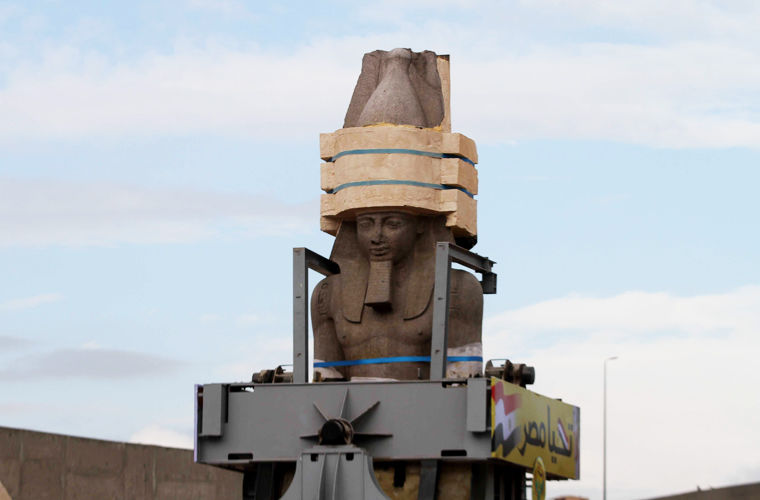 In Egypt, began moving a giant statue of Ramses II