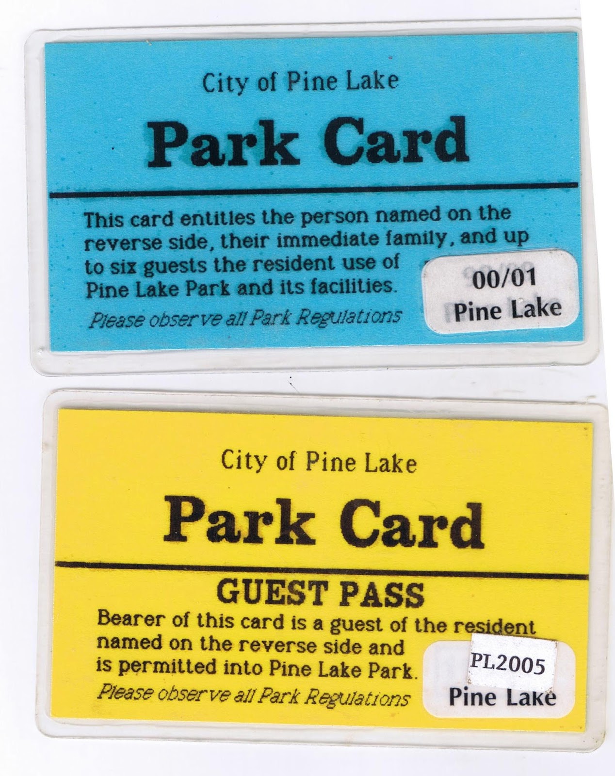 Pine Lake: The Blog: Park Cards