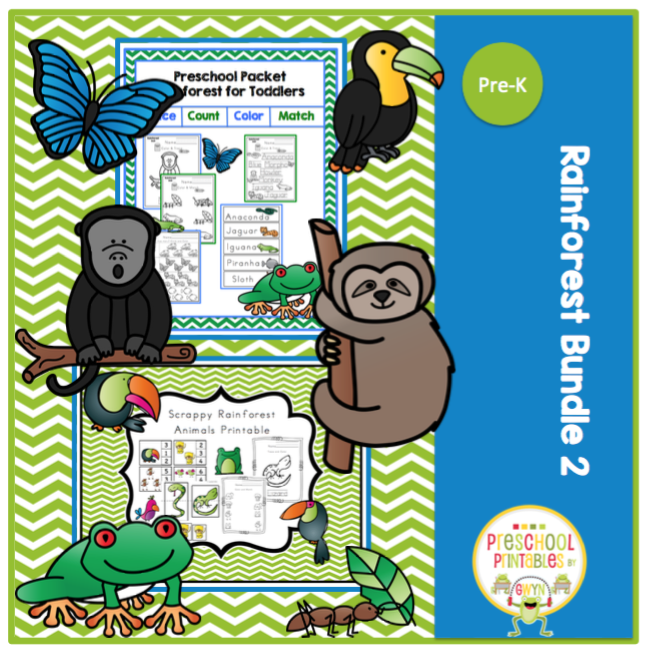 Rainforest Bundle 2 ~ Preschool Printables