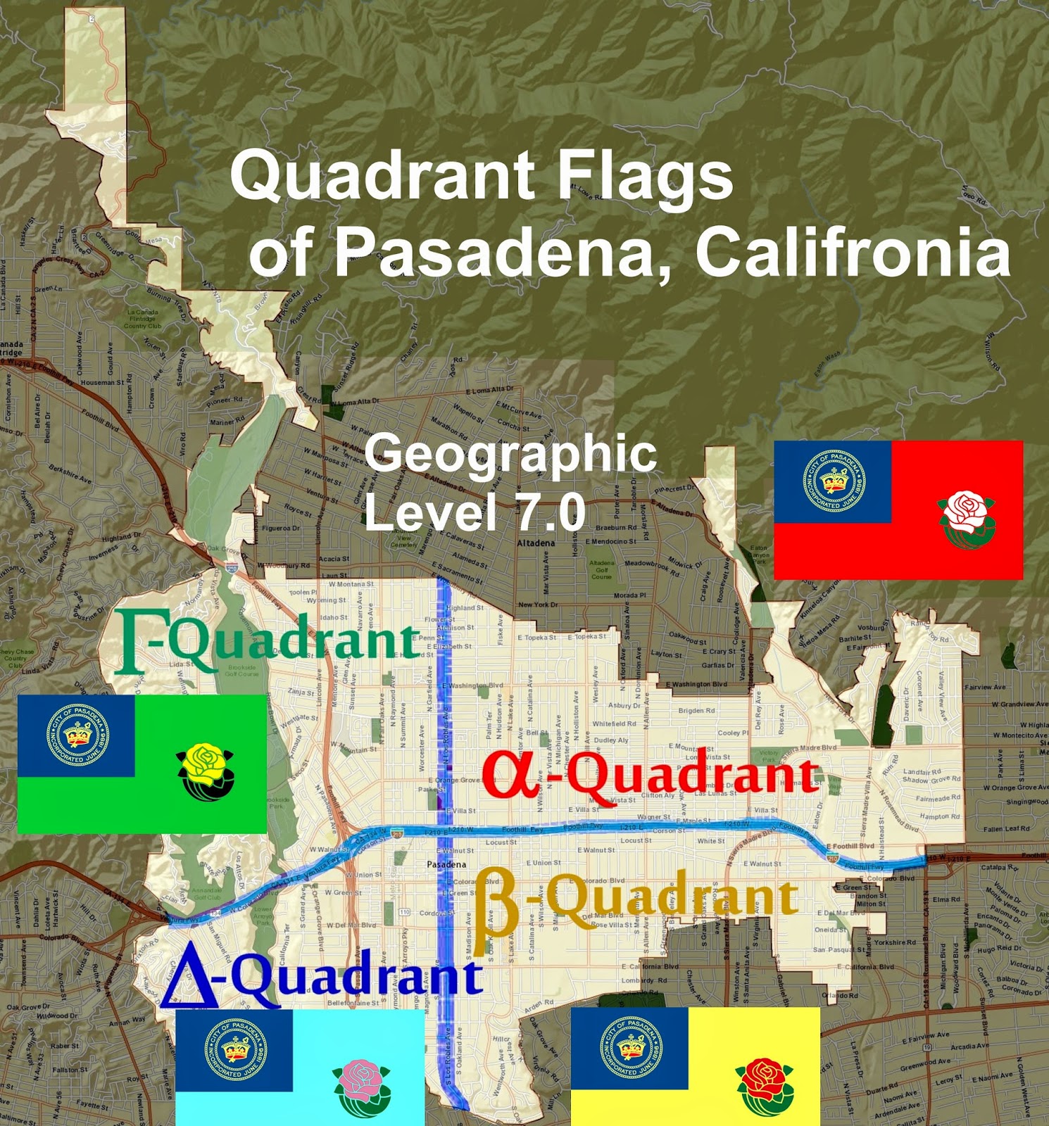 The Voice of Vexillology, Flags & Heraldry: Quadrant Flags of Pasadena ...