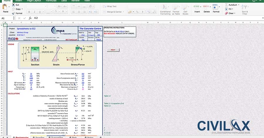 Crack Width Calculation Spreadsheet - الشامل