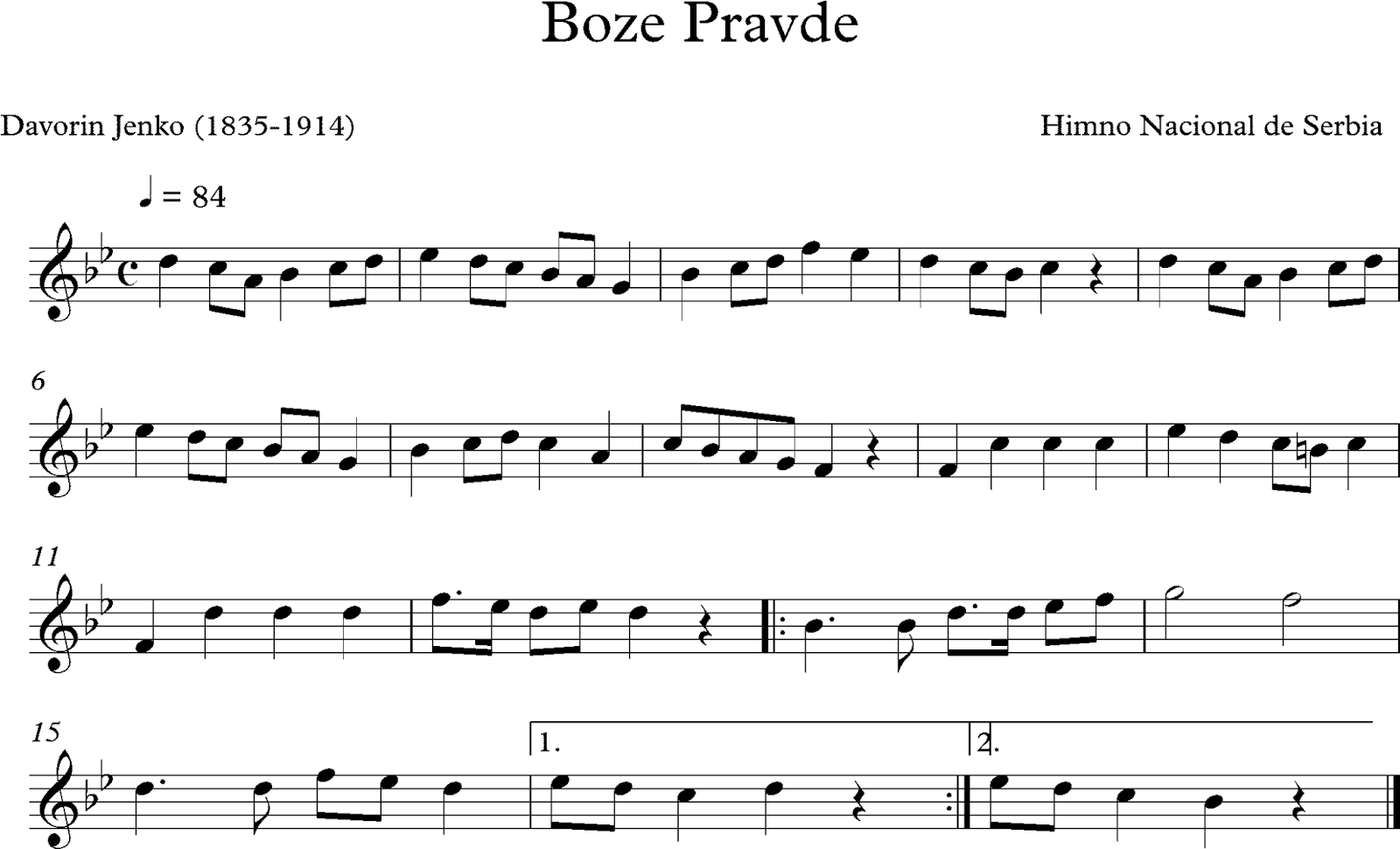 Boze Pravde. Partitura para flauta dulce - Descubriendo la Música