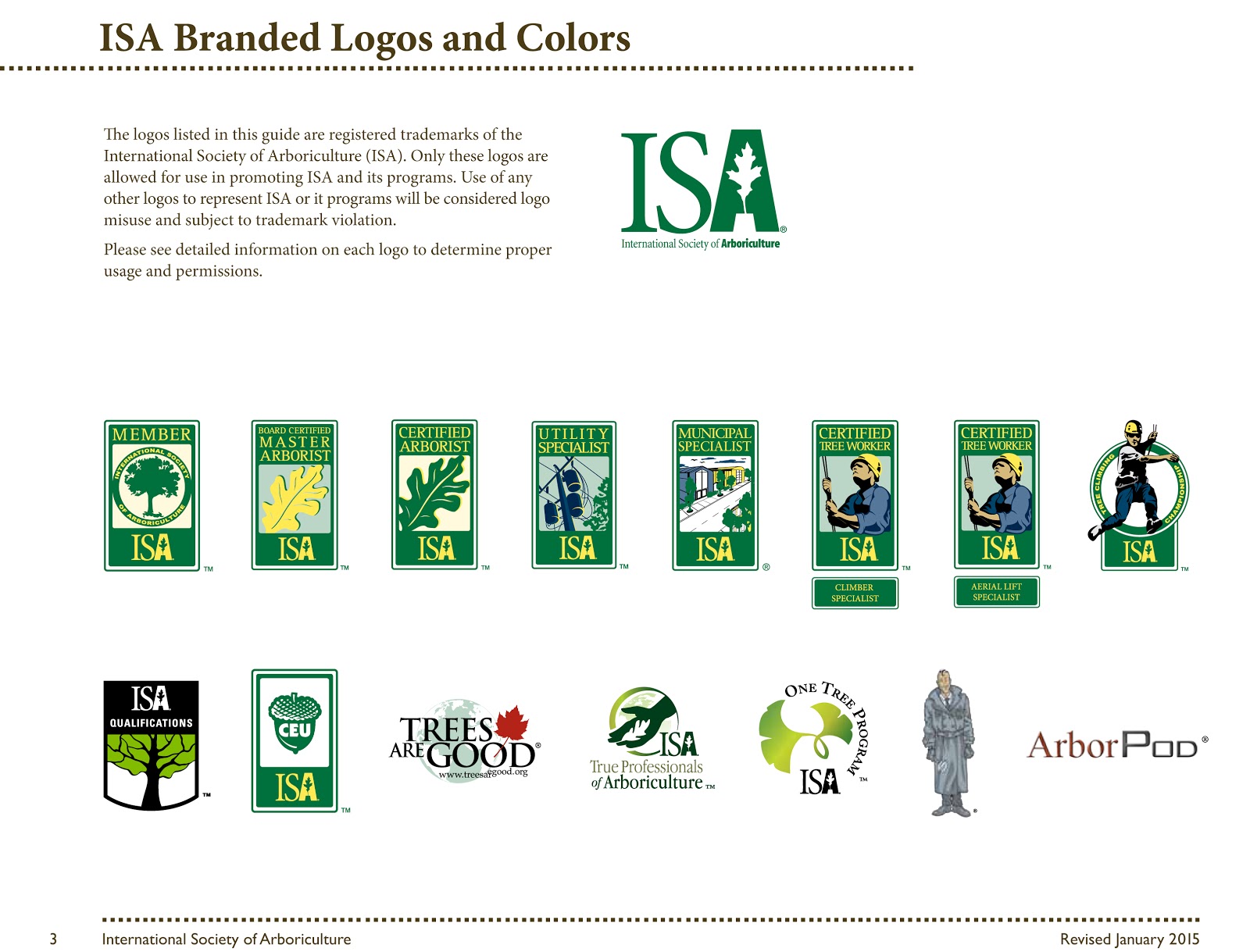 國際樹木協會各標誌 ISA Branded Logos and Colors | 樹沃客樹藝