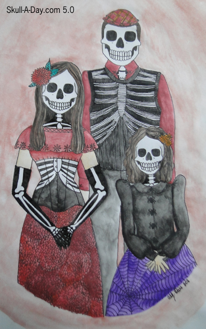 Skull-A-Day.com 5.0 - Dia de la Abby: #66 Skeleton Family Portrait