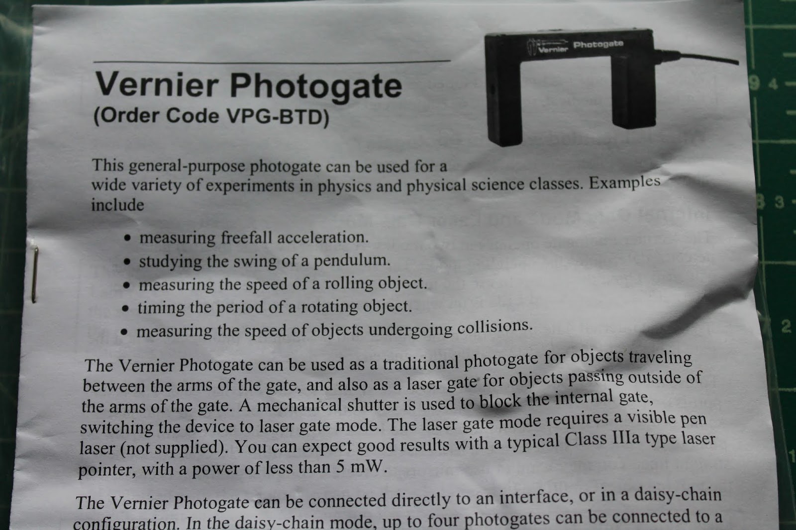 Physics is supposed to be fun!: Vernier Photogate VPG-BTD