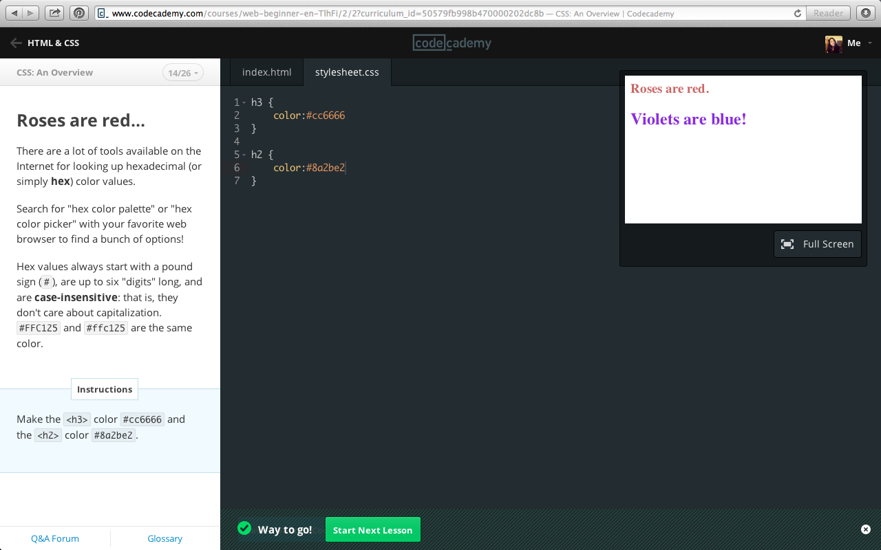 Nadia Larashari Shabrina: Codecademy | HTML & CSS: an Overview
