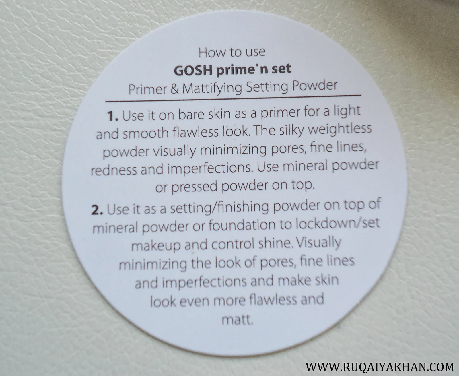 Ruqaiya Khan: GOSH Prime n Set Setting Powder Review