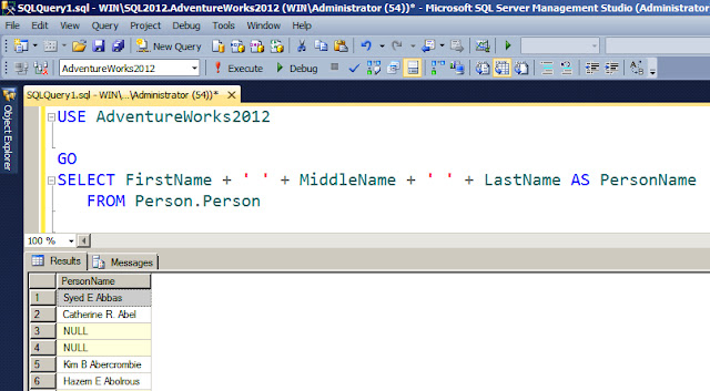 Difference between + operator and concat function in SQL Server 2012 ...