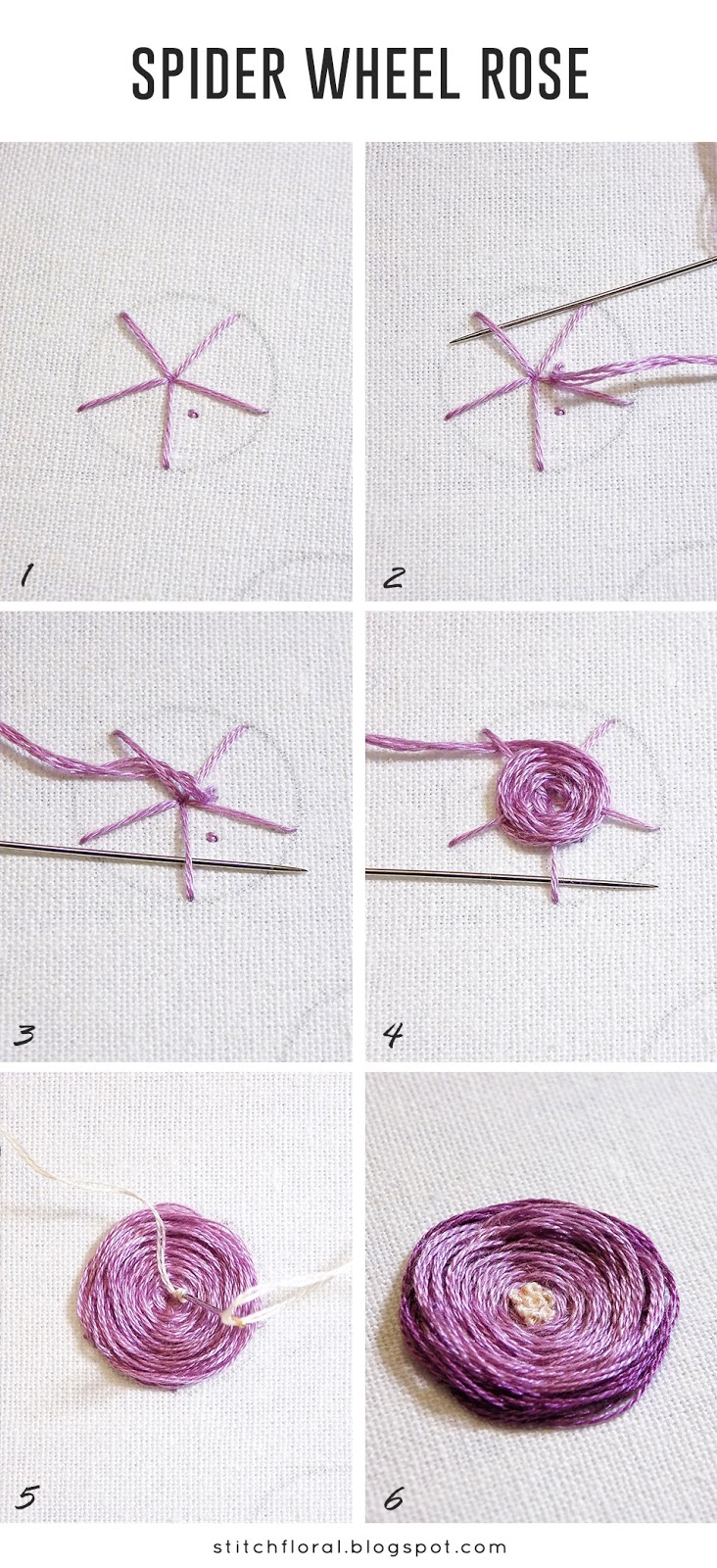 Spider web stitch tutorial - Stitch Floral