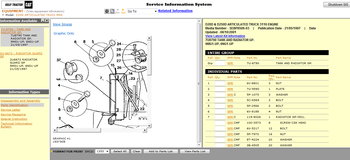 برنامج صيانة وقطع غيار معدات كاتربيلر CATERPILLAR SIS 9/2011 ~ Service ...