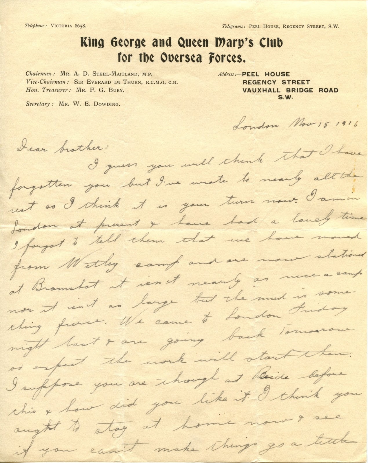 WW1 Letters Home P.A. Murray: November 15, 1916 - Letter to brother ...