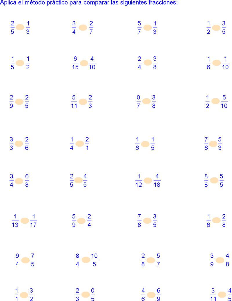 COMPARACION DE FRACCIONES HETEROGENEAS EN PRIMARIA EJEMPLOS DE MATEMATICAS