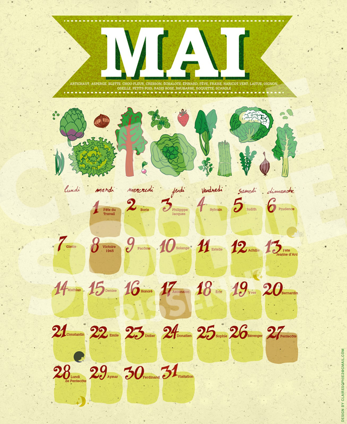 Calendrier du mois de MAI | pissenlit