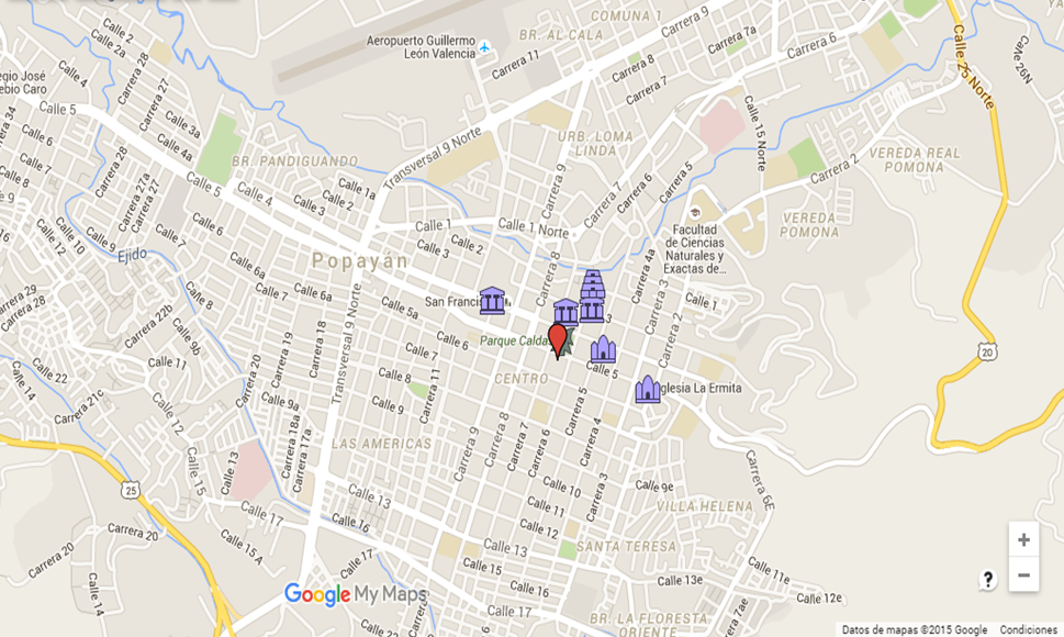 CIUDAD BLANCA DE COLOMBIA: MAPA DE SITIOS TURISTICOS DE POPAYÁN