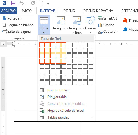 Uso de Tablas en Word