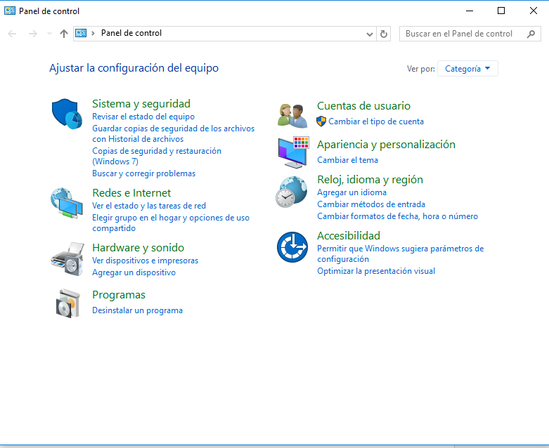 Informatica: El panel de control