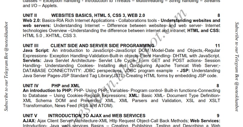 CS6501 Internet Programming- Syllabus-Semester V-CSE-BE-Anna University ...