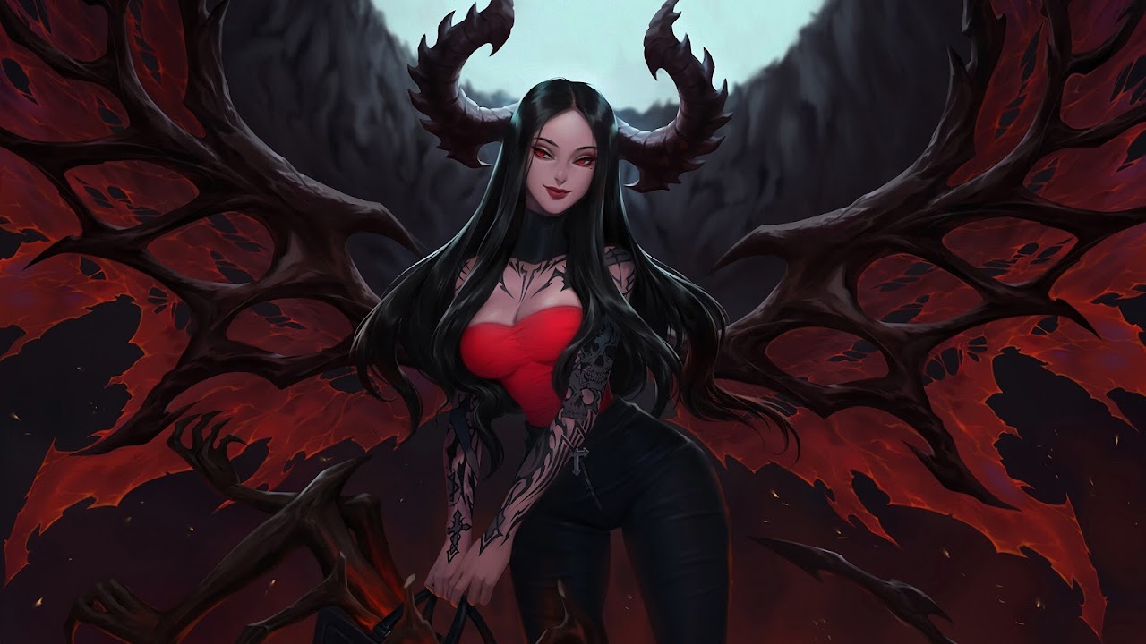 Fantasy, Demon, Girl, Tattoo, 4K, #157 Wallpaper PC Desktop