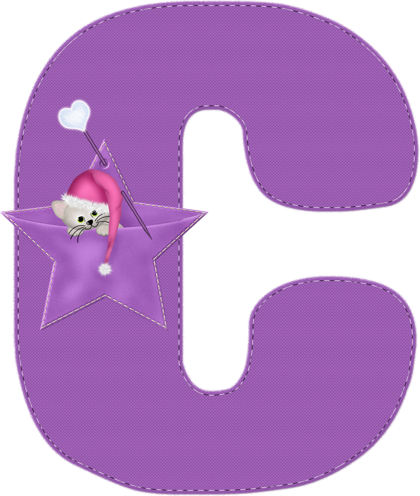 Alfabeto Morado con Gatito con Gorro de Navidad. - Oh my Alfabetos!