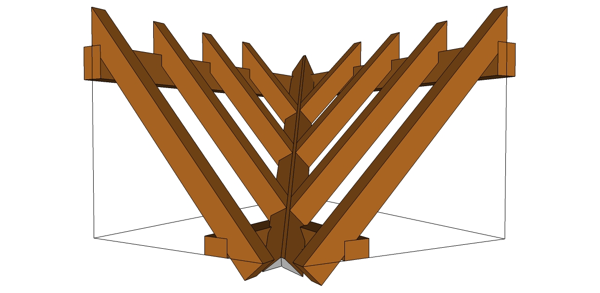 Roof Framing Geometry: Canted Valley Rafter on Acute Angled Ground Plan