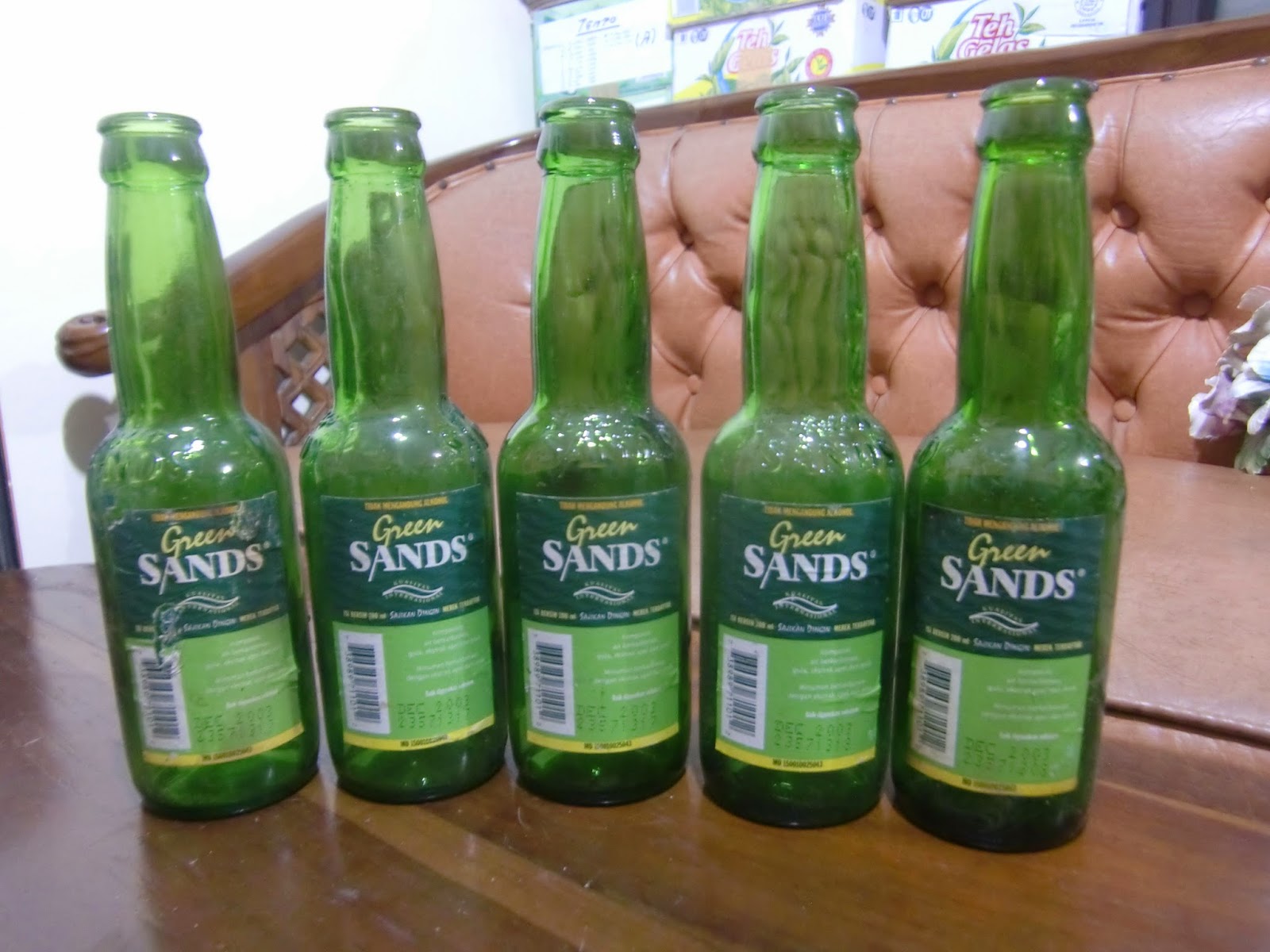 CILEGON ANTIK: Botol Jadul Label Kertas Merek Green SAND