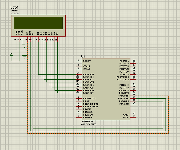 Proelx How To Display Text On 16x2 Lcd Using Avr Microcontroller Atmega16 1382